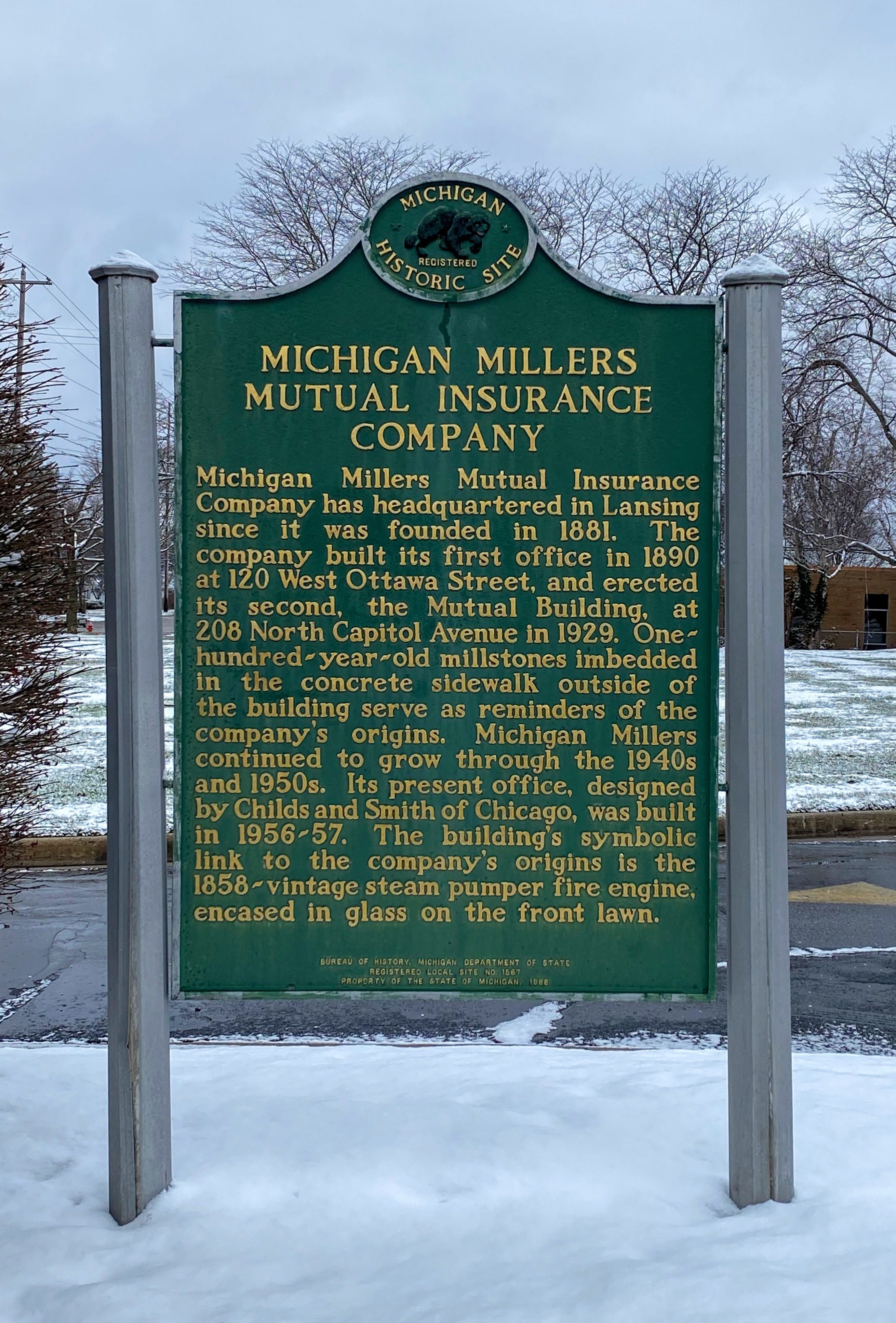 Photo: Michigan Millers Mutual Insurance Company Marker Reverse