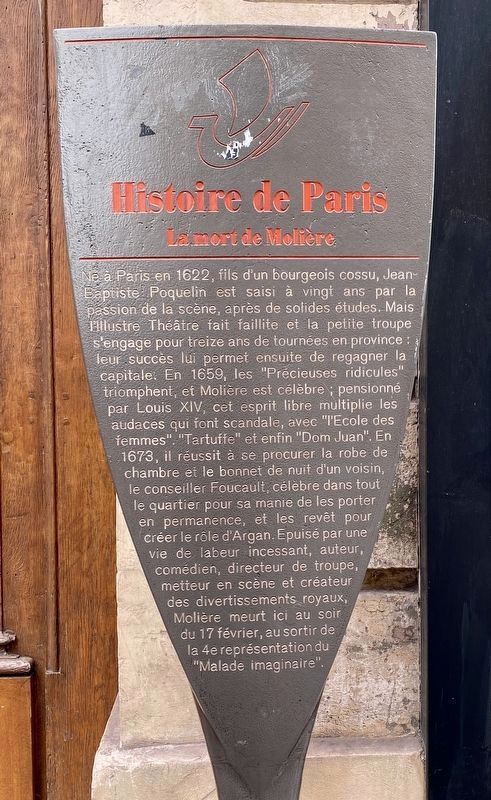 La mort de Molière / The Death of Molière Historical Marker