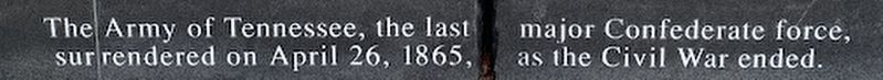 Army of Tennessee surrendered on April 26, 1865 Historical Marker