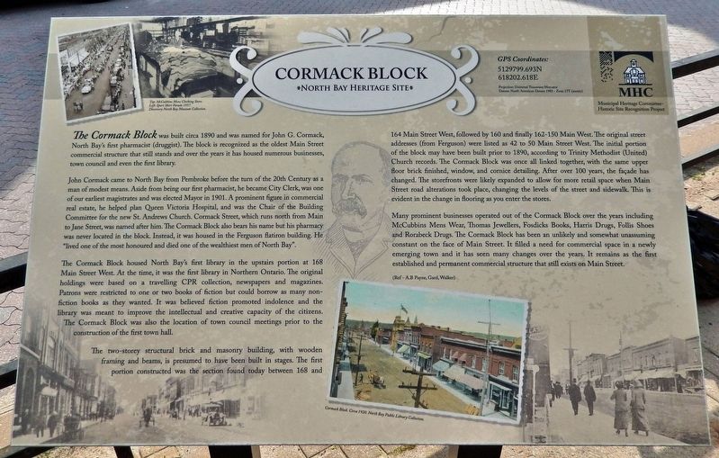 Cormack Block Historical Marker