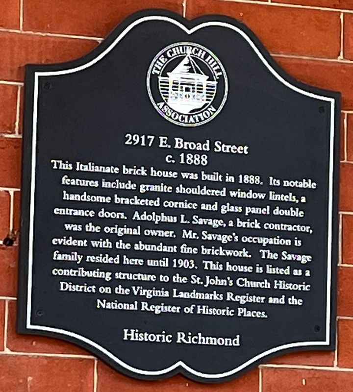 2917 E. Broad Street Historical Marker