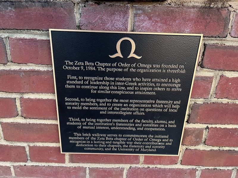 The Zeta Beta Chapter of Order of Omega Historical Marker