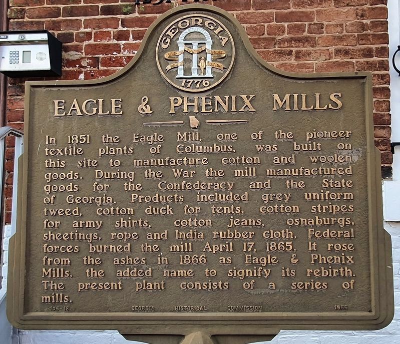 Eagle & Phenix Mills Historical Marker
