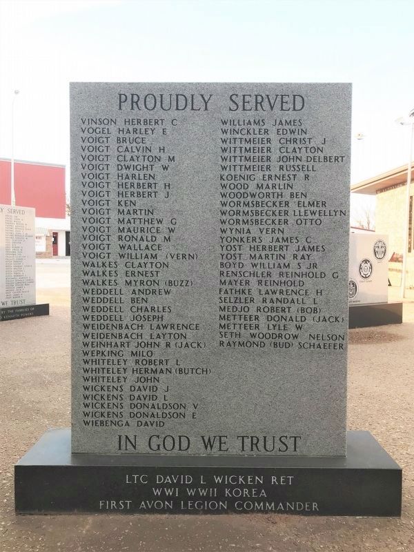 Avon Area Veterans Memorial, a War Memorial