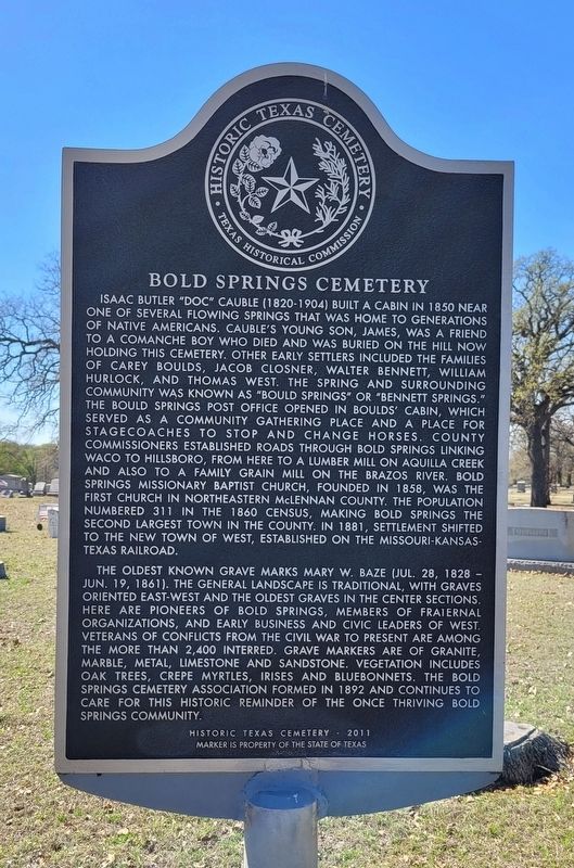 Bold Springs Cemetery Historical Marker
