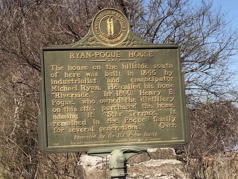 Ryan-Pogue House / H. E. Pogue Distillery Co. Historical Marker