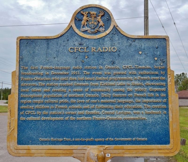 CFCL Radio / Station de radio CFCL Historical Marker
