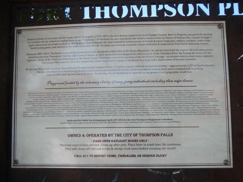 Fort Thompson Playground Historical Marker