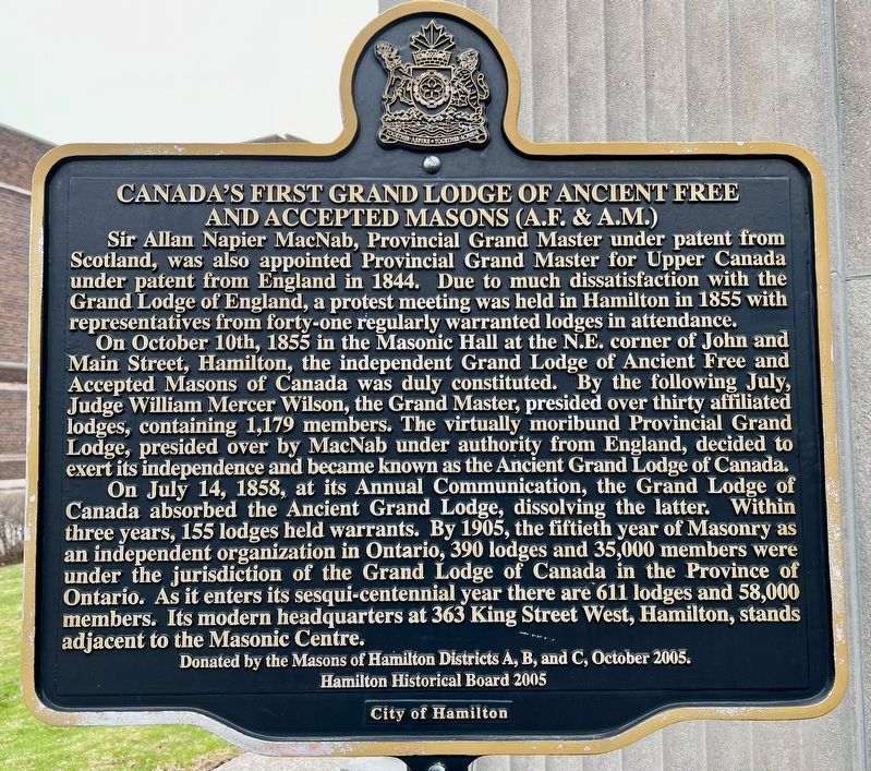 Canada’s First Grand Lodge of Ancient Free and Accepted Masons (A.F ...