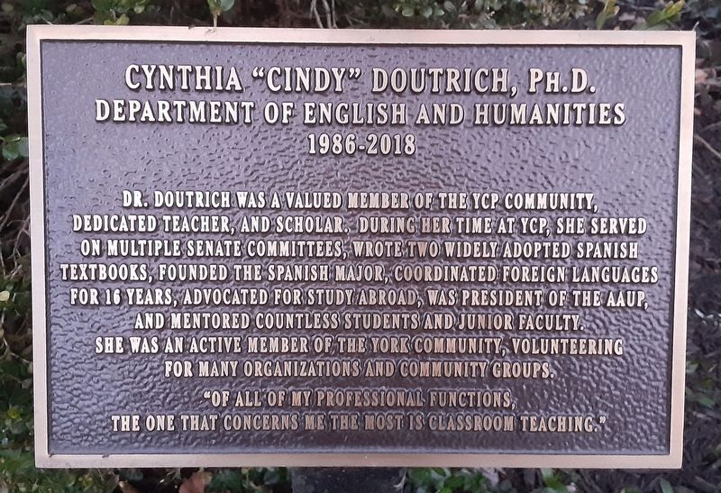 Cynthia "Cindy" Doutrich, Ph.D. Historical Marker