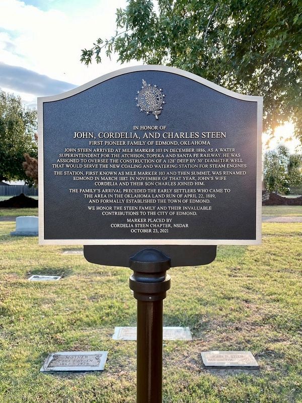 John, Cordelia, and Charles Steen Historical Marker