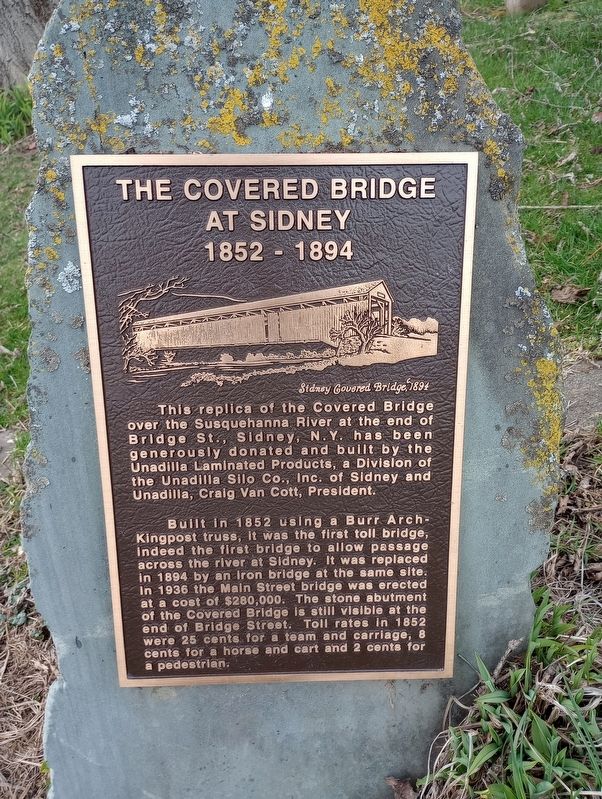 The Covered Bridge at Sidney Historical Marker