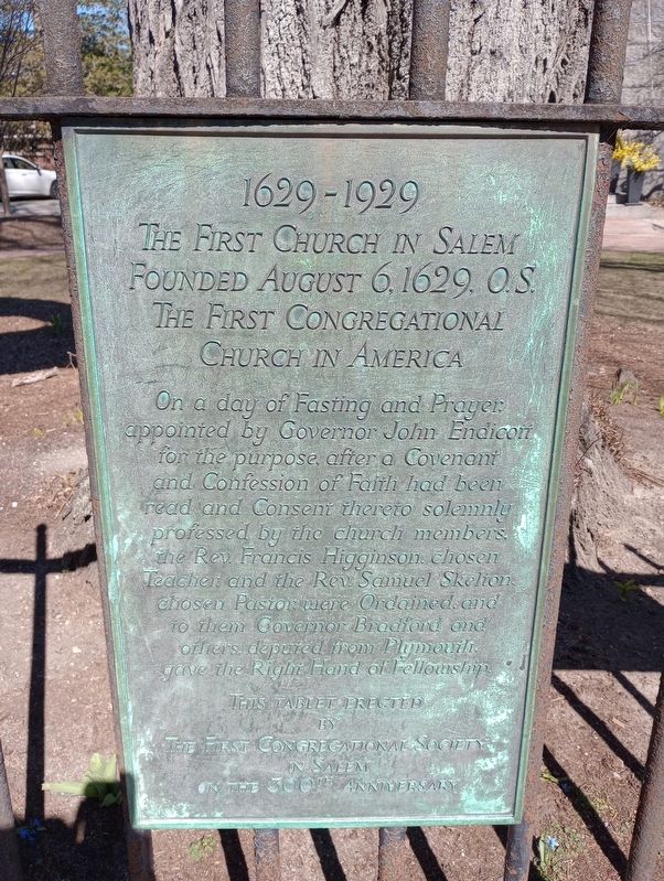 The First Church In Salem 1629-1929 Historical Marker