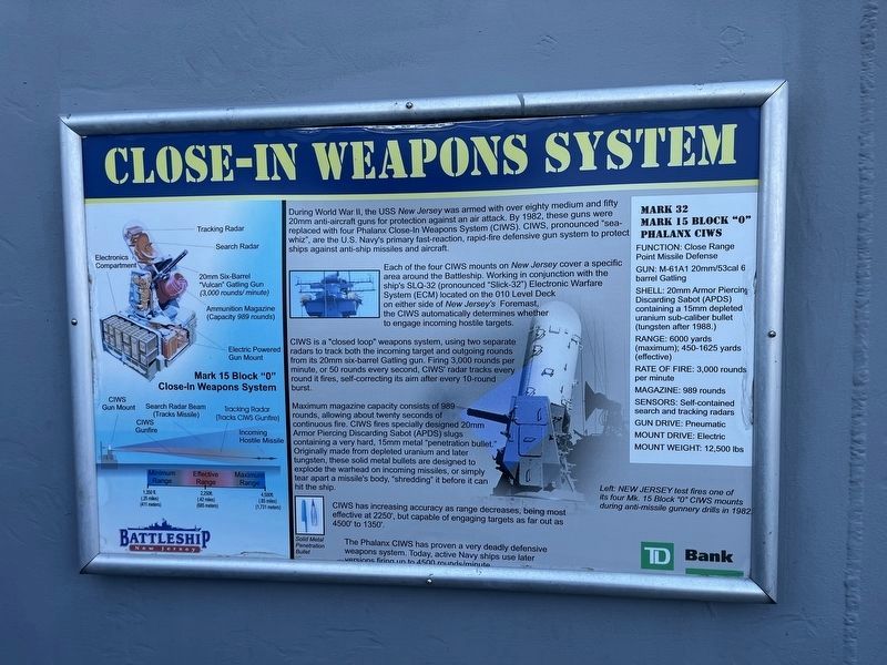 Close-In Weapons System Historical Marker