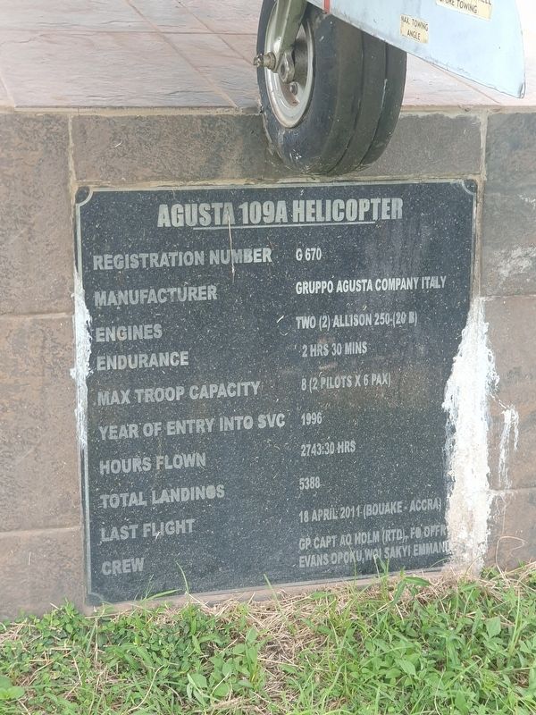 Agusta 109A Helicopter Historical Marker