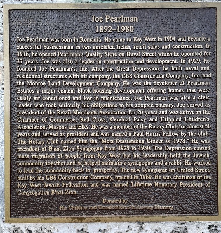 Joe Pearlman Historical Marker