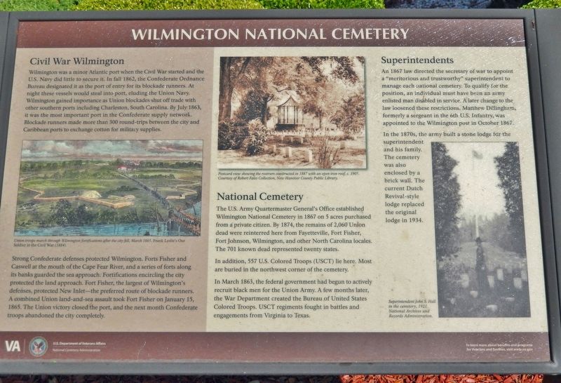 Wilmington National Cemetery Historical Marker