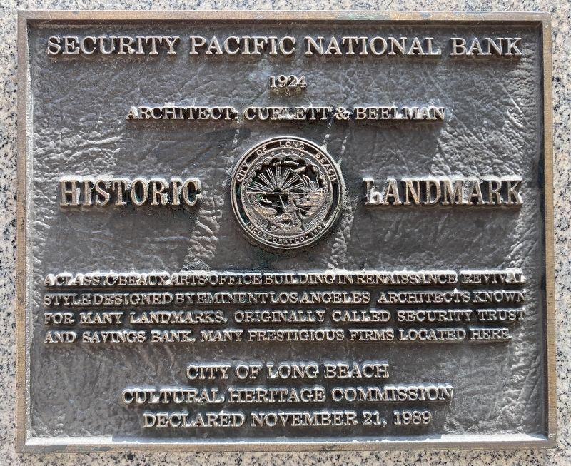 Security Pacific National Bank Historical Marker