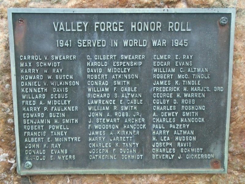 Valley Forge Honor Roll, a War Memorial