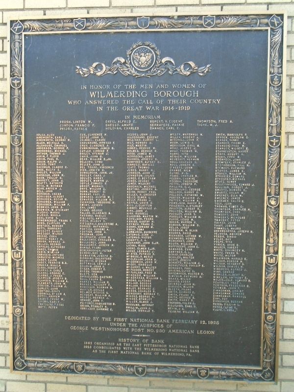 Great War Memorial Historical Marker