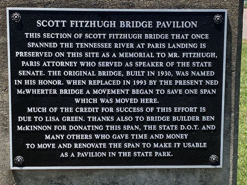 Scott Fitzhugh Bridge Pavilion Historical Marker