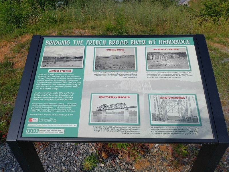 Bridging the French Broad River at Dandridge Historical Marker