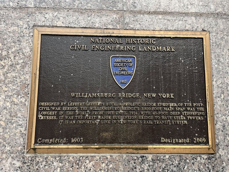 Williamsburg Bridge, New York Historical Marker