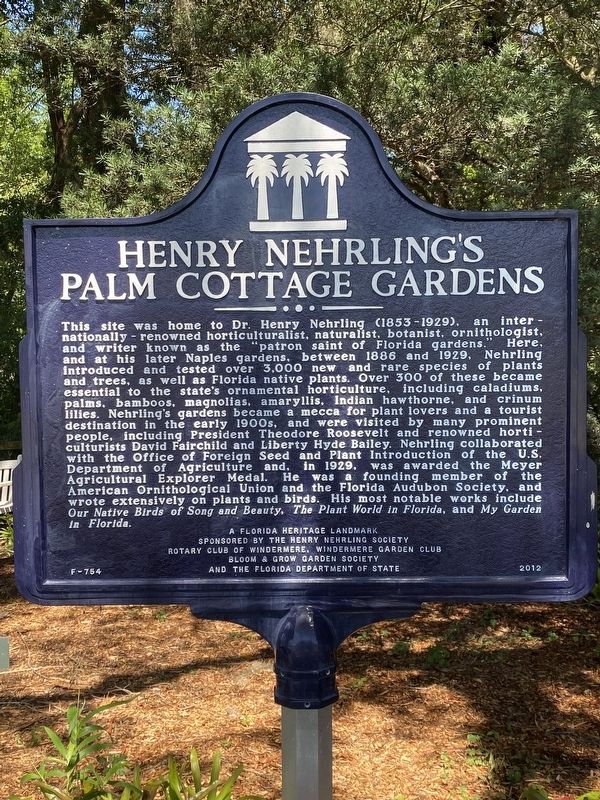 Henry Nehrling's Palm Cottage Gardens Historical Marker