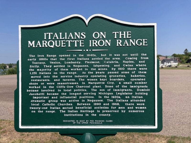 Italians on the Marquette Iron Range Historical Marker