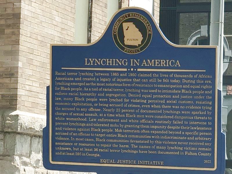 1906 Atlanta Race Massacre / Lynching in America Historical Marker