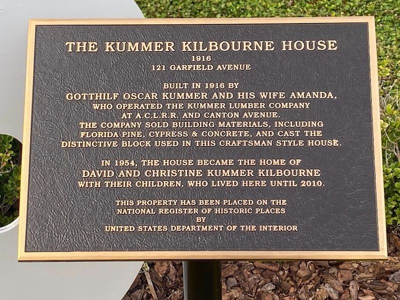 The Kummer Kilbourne House Historical Marker