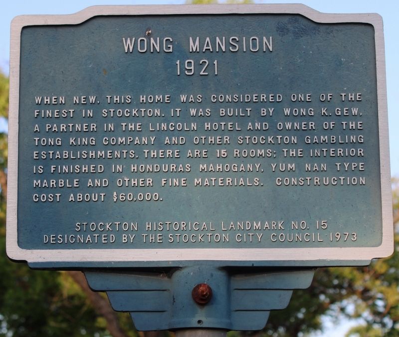 Wong Mansion Historical Marker
