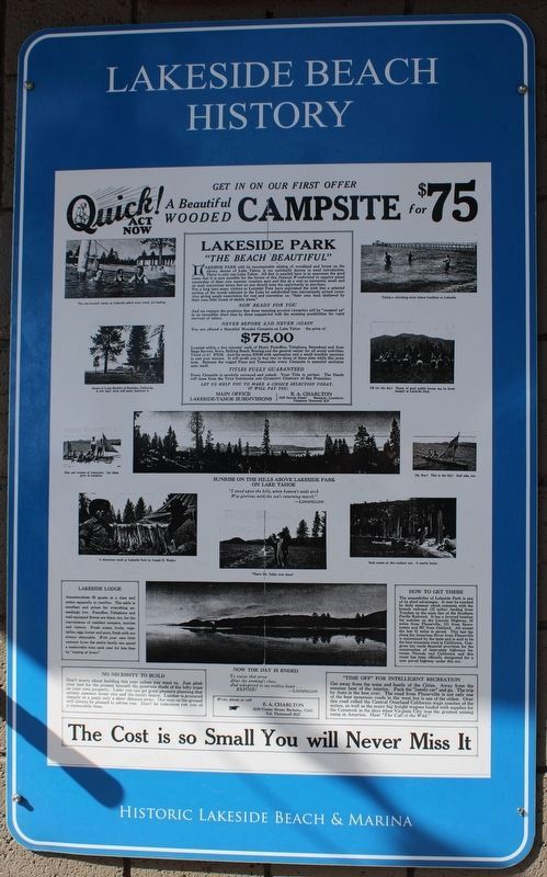 Lakeside Beach History Historical Marker