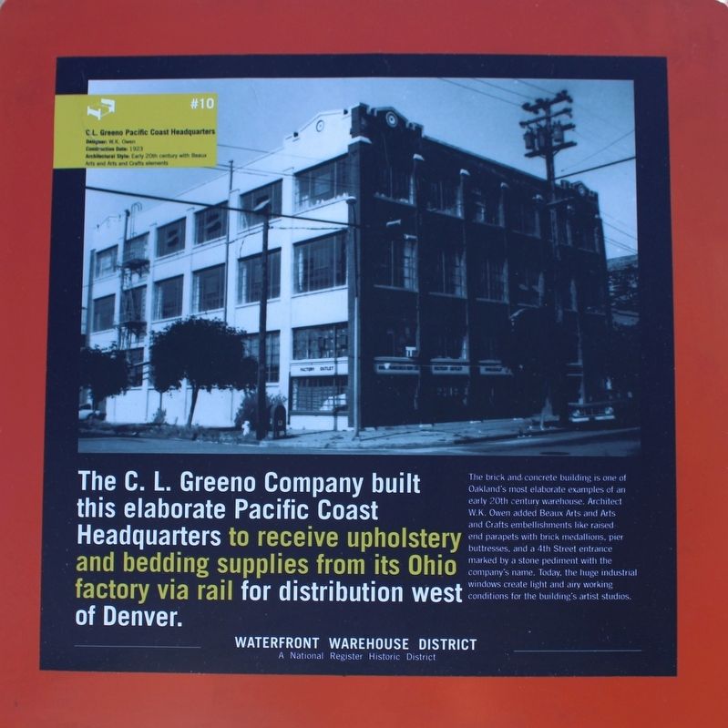 C.L. Greeno Pacific Coast Headquarters Historical Marker