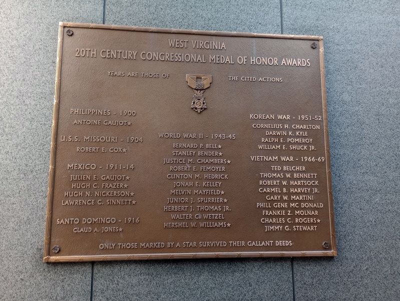West Virginia 20th Century Congressional Medal of Honor Awards, a War ...