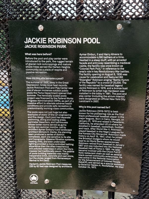Jackie Robinson Pool Historical Marker