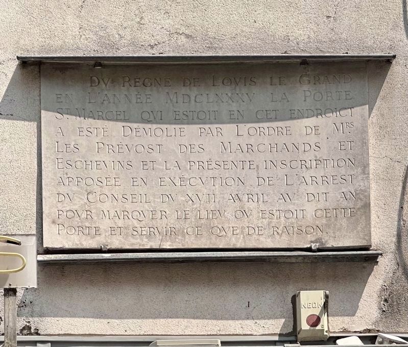Porte Saint-Marcel / Saint Marcel Gate Historical Marker