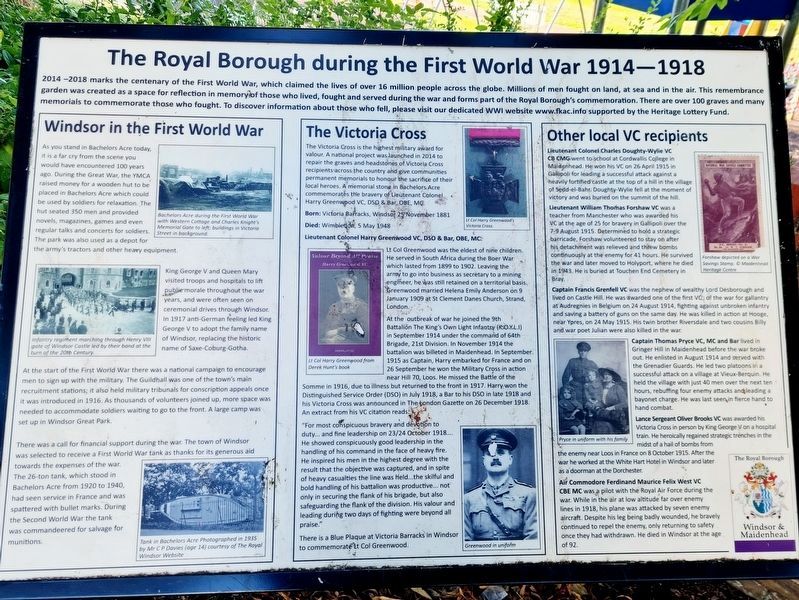 The Royal Borough During The First World War 1914-1918 Historical Marker