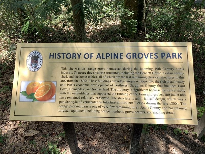 History of Alpine Groves Park Historical Marker