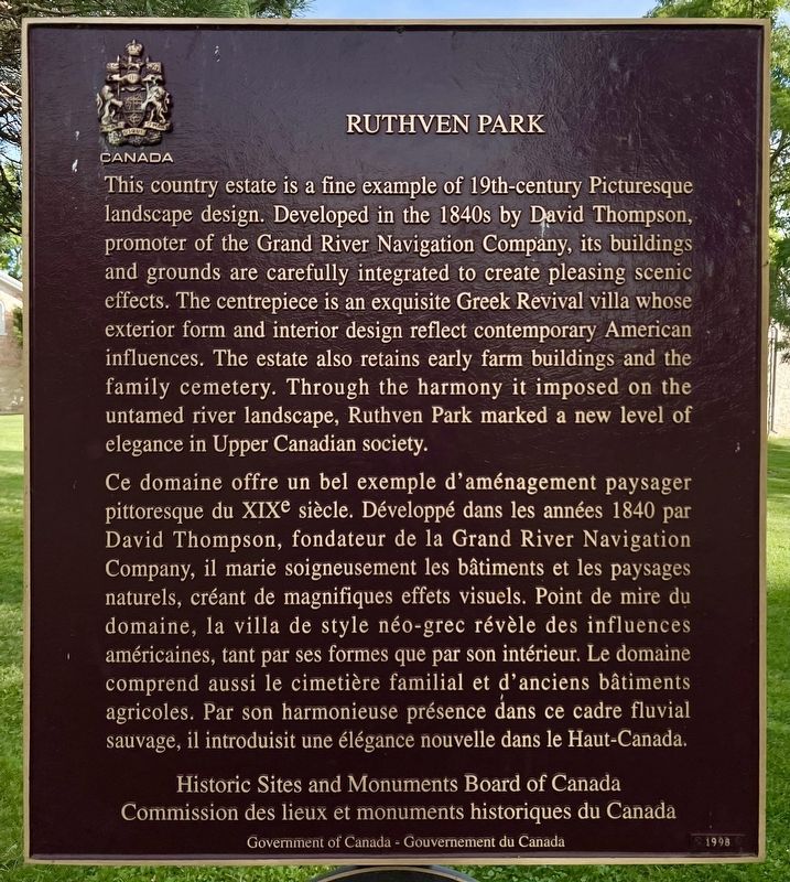 Ruthven Park Historical Marker