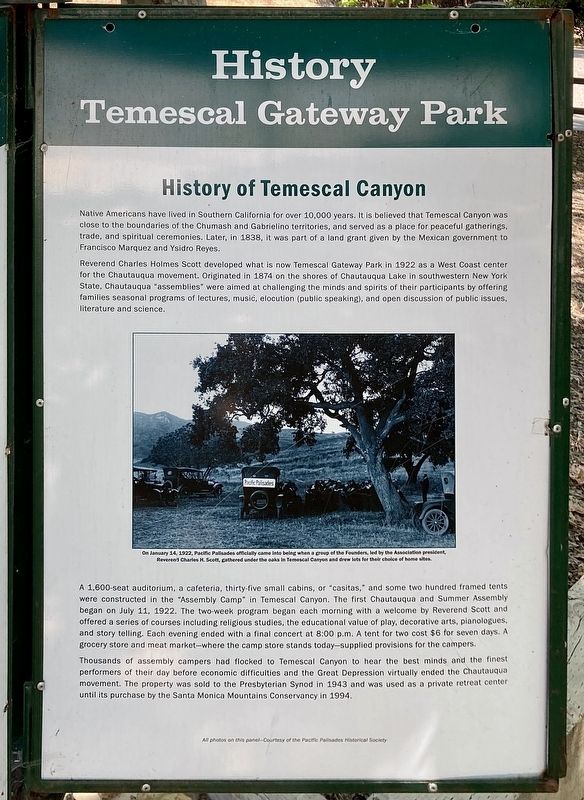 History of Temescal Canyon Historical Marker