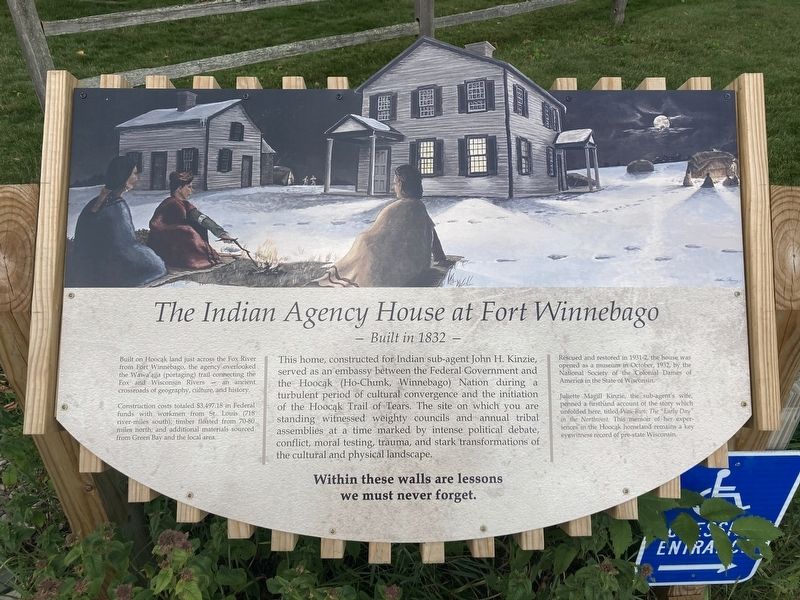 The Indian Agency House at Fort Winnebago Historical Marker