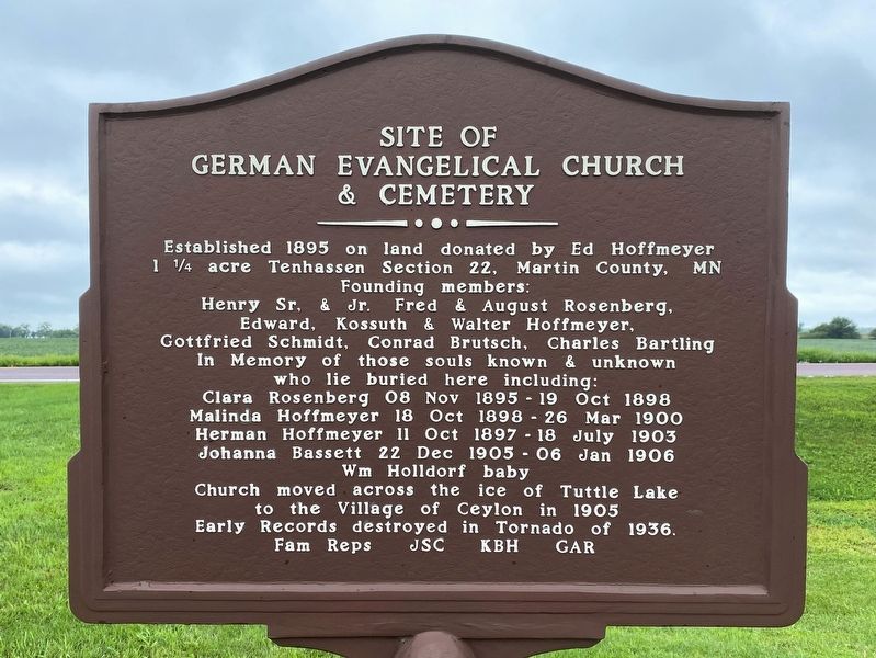 Site of German Evangelical Church & Cemetery Historical Marker