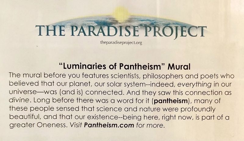 Luminaries of Pantheism Mural Historical Marker