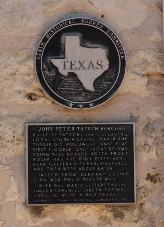John Peter Tatsch Home, 1856 Historical Marker