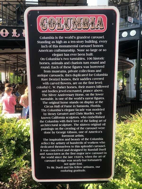 Columbia Carousel Historical Marker