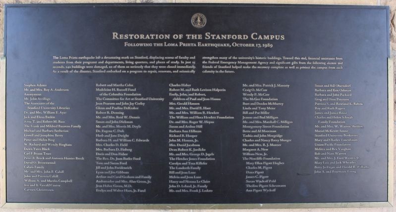 Restoration of the Stanford Campus Historical Marker