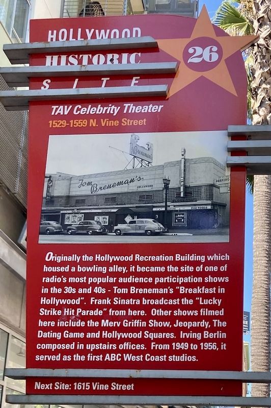 TAV Celebrity Theater Historical Marker