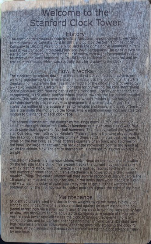 Welcome to the Stanford Clock Tower Historical Marker