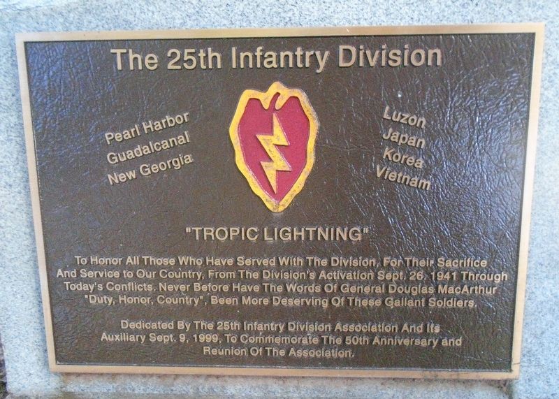 The 25th Infantry Division, a War Memorial